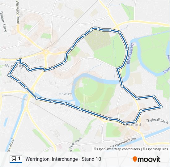 1 Route: Schedules, Stops & Maps - Warrington, Interchange - Stand 10 ...