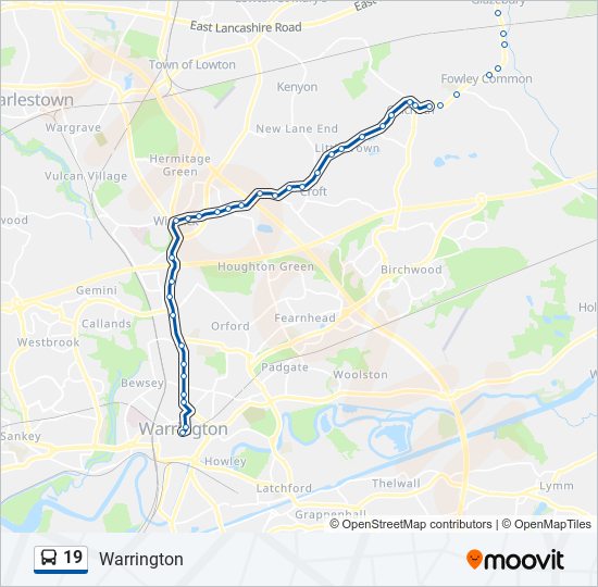 19 Route: Schedules, Stops & Maps - Warrington (Updated)