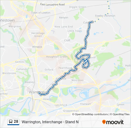 28 Route: Schedules, Stops & Maps - Warrington, Interchange - Stand N ...