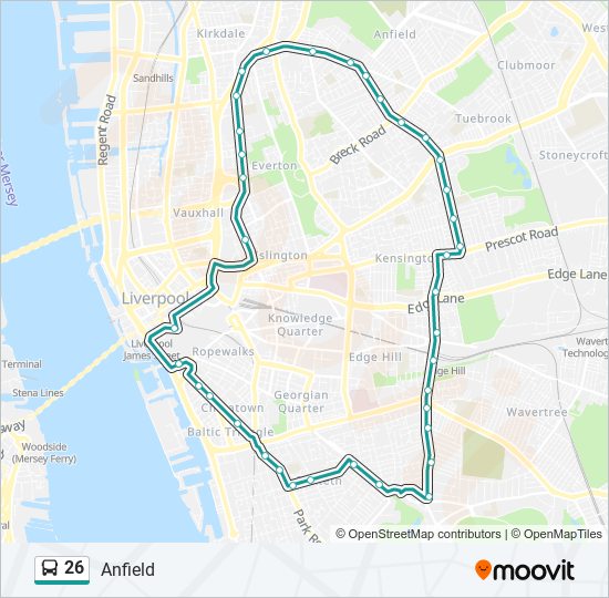 26 Route: Schedules, Stops & Maps - Anfield (Updated)