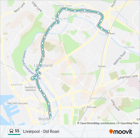 55 Route: Schedules, Stops & Maps - Bootle (Updated)