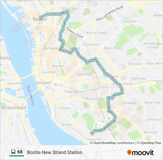 68 Route: Schedules, Stops & Maps - Bootle New Strand Station (Updated)