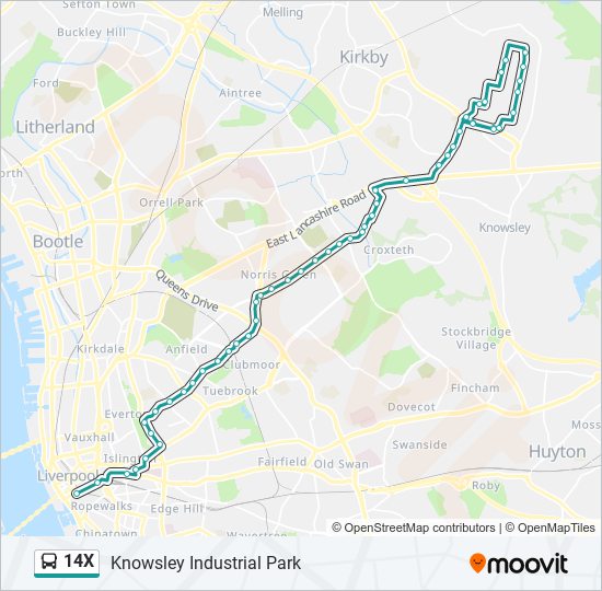 14x Route: Schedules, Stops & Maps - Knowsley Industrial Park (Updated)