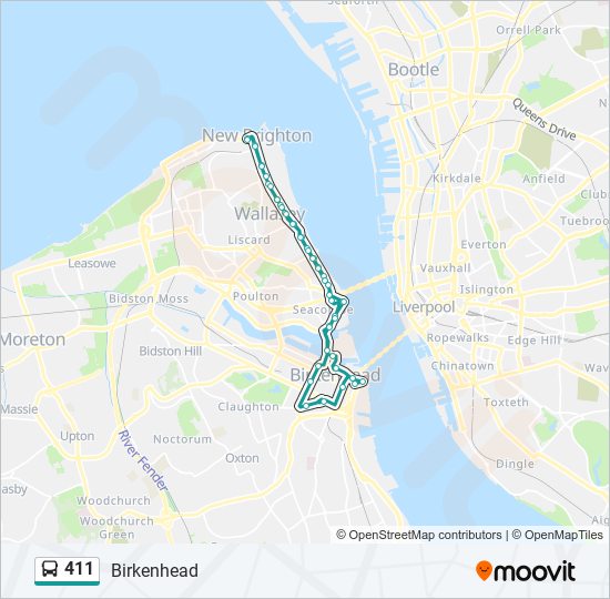 411 Route: Schedules, Stops & Maps - Birkenhead (Updated)