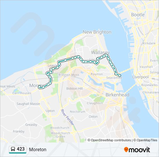 423 Route: Schedules, Stops & Maps - Moreton (Updated)