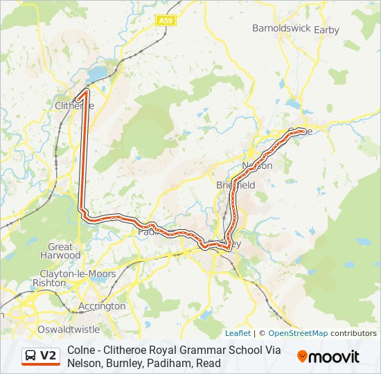 V2 Route: Schedules, Stops & Maps - Clitheroe Town Centre