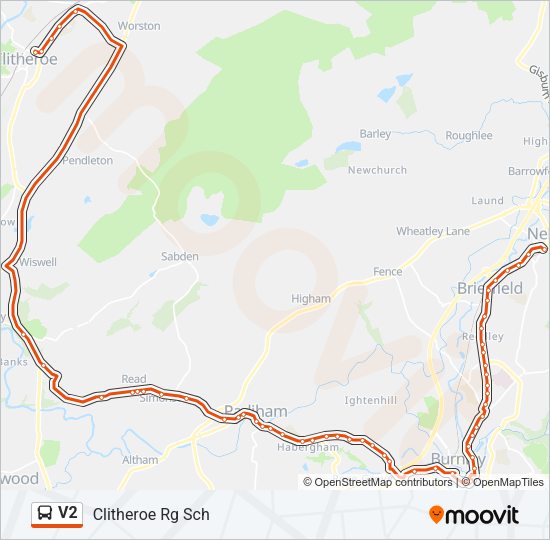 V2 Route: Schedules, Stops & Maps - Clitheroe Rg Sch (Updated)