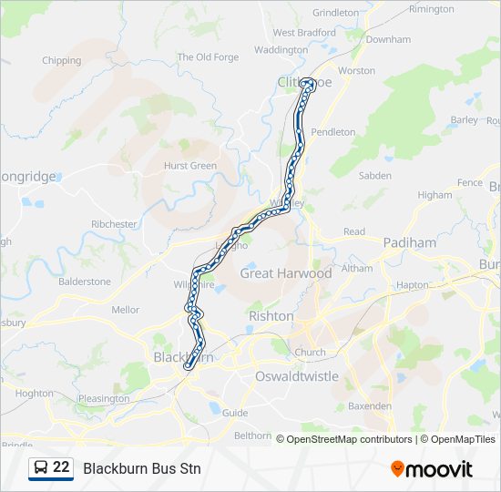 22 Route: Schedules, Stops & Maps - Blackburn Bus Stn (Updated)