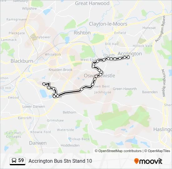 59 Route: Schedules, Stops & Maps - Accrington Bus Stn Stand 10 (Updated)