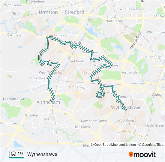 19 Route: Schedules, Stops & Maps - Wythenshawe (Updated)