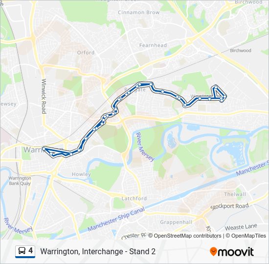 4 Route: Schedules, Stops & Maps - Warrington, Interchange - Stand 2 ...