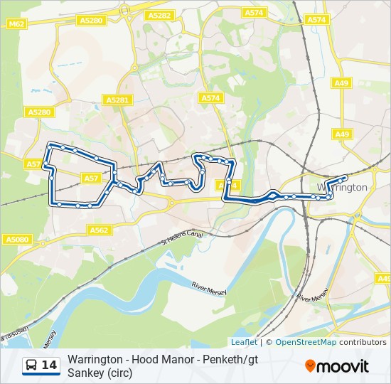 14 Route: Schedules, Stops & Maps - Warrington