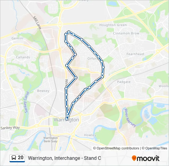 20 Route: Schedules, Stops & Maps - Warrington, Interchange - Stand C ...