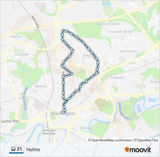 21 Route: Schedules, Stops & Maps - Hulme (Updated)