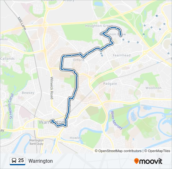 25 Route: Schedules, Stops & Maps - Warrington (Updated)