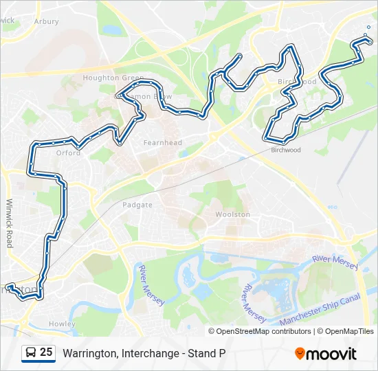 25 Route: Schedules, Stops & Maps - Warrington, Interchange - Stand P ...