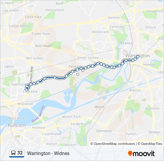 32 Route: Schedules, Stops & Maps - Widnes (Updated)