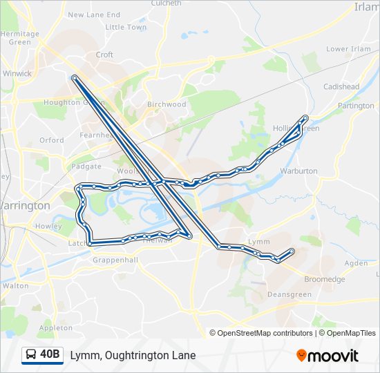 40B Route: Schedules, Stops & Maps - Lymm, Oughtrington Lane (Updated)