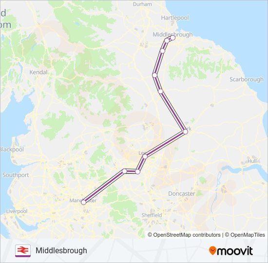 transpennine express Route: Schedules, Stops & Maps - Middlesbrough ...