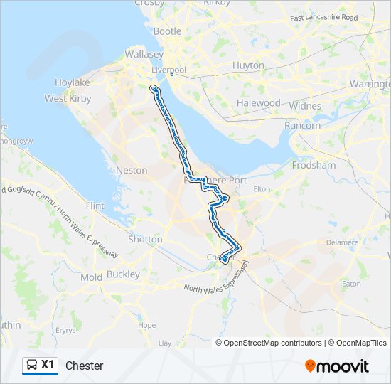 x1 Route: Schedules, Stops & Maps - Chester (Updated)