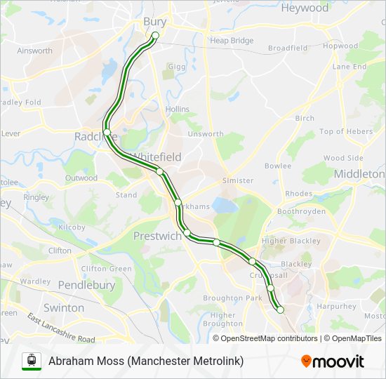 GREEN LINE Route: Schedules, Stops & Maps - Abraham Moss (Manchester ...