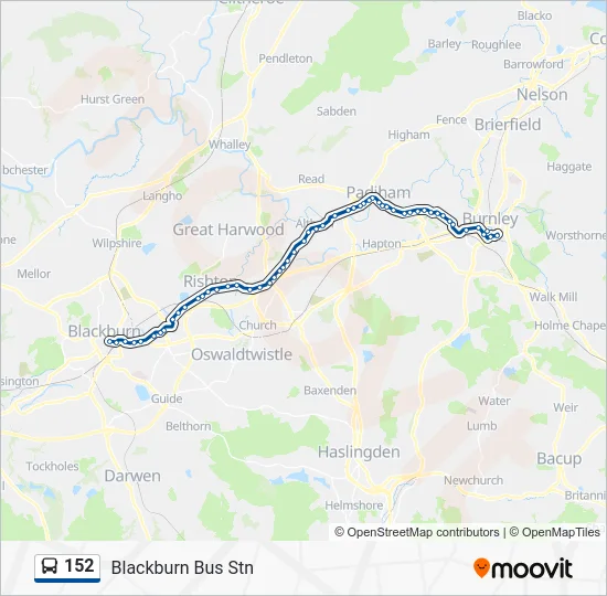 152 Route: Schedules, Stops & Maps - Blackburn Bus Stn (Updated)