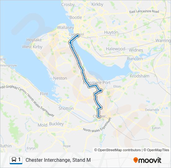 1 Route: Schedules, Stops & Maps - Chester Interchange, Stand M (Updated)