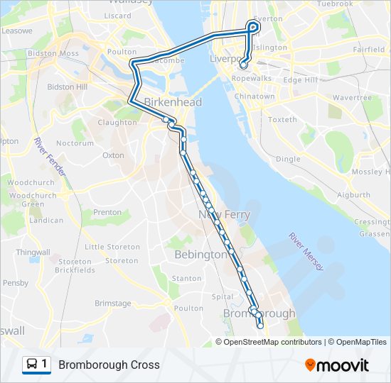 1 Route: Schedules, Stops & Maps - Bromborough Cross (Updated)