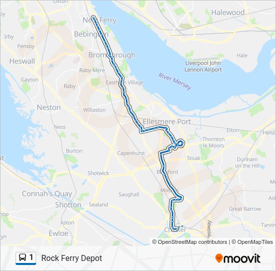 1 Route: Schedules, Stops & Maps - Rock Ferry Depot (Updated)