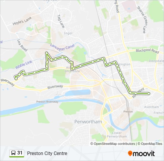 31 Route: Schedules, Stops & Maps - Preston City Centre (Updated)
