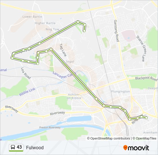 43 Route: Schedules, Stops & Maps - Fulwood (Updated)
