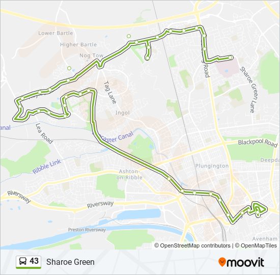 43 Route: Schedules, Stops & Maps - Sharoe Green (Updated)