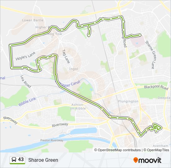 43 Route: Schedules, Stops & Maps - Sharoe Green (Updated)