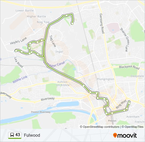 43 Route: Schedules, Stops & Maps - Fulwood (Updated)