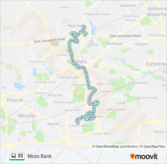 32 Route: Schedules, Stops & Maps - Moss Bank (Updated)