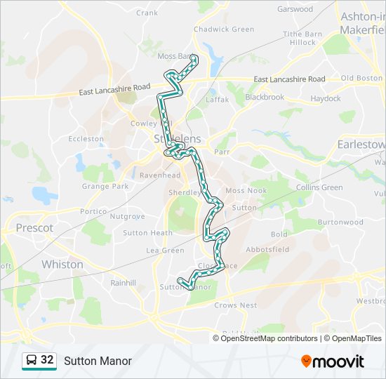 32 Route: Schedules, Stops & Maps - Sutton Manor (Updated)