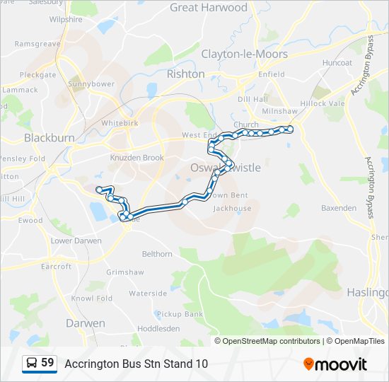 59 Route: Schedules, Stops & Maps - Accrington Bus Stn Stand 10 (Updated)