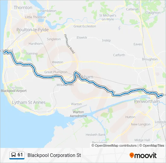 61 Route: Schedules, Stops & Maps - Blackpool Corporation St (Updated)