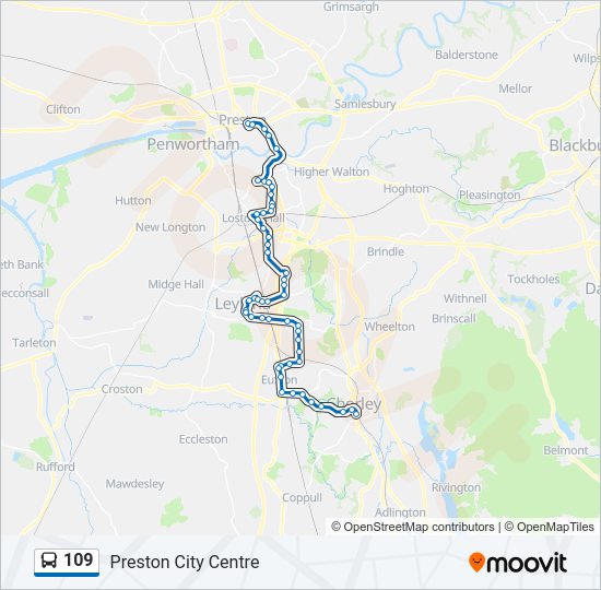 109 Route: Schedules, Stops & Maps - Preston City Centre (Updated)