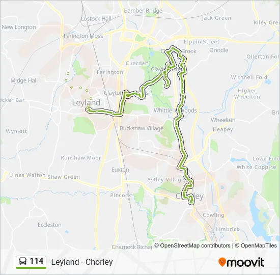 114 Route: Schedules, Stops & Maps - Chorley Interchange (Updated)