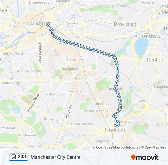 203 Route: Schedules, Stops & Maps - Manchester City Centre (Updated)