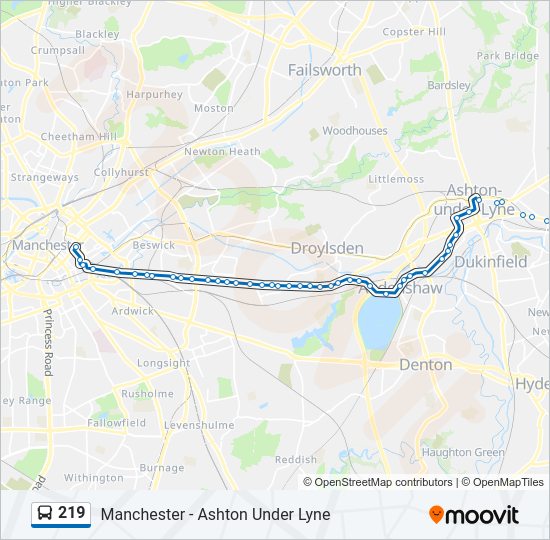 219 Route: Schedules, Stops & Maps - Manchester City Centre (Updated)