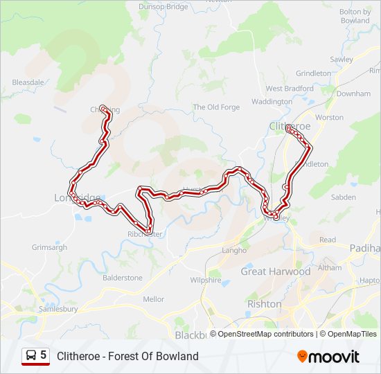 5 Route: Schedules, Stops & Maps - Clitheroe Town Centre (Updated)