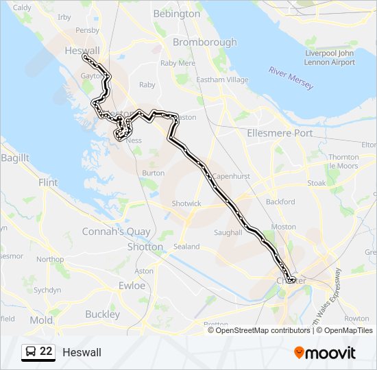 22 Route: Schedules, Stops & Maps - Heswall (Updated)