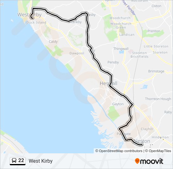 22 Route: Schedules, Stops & Maps - West Kirby (Updated)