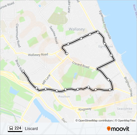 224 Route: Schedules, Stops & Maps - Liscard (Updated)