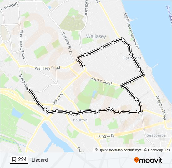 224 Route: Schedules, Stops & Maps - Liscard (Updated)