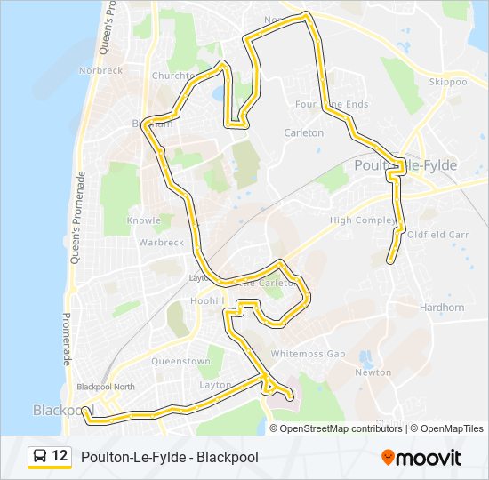 12 Route: Schedules, Stops & Maps - Blackpool Town Centre (Updated)