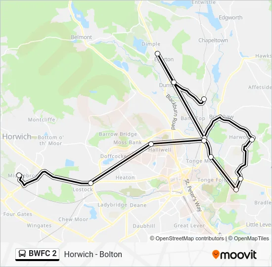 BWFC 2 Route: Schedules, Stops & Maps - Toughsheet Community Stadium ...