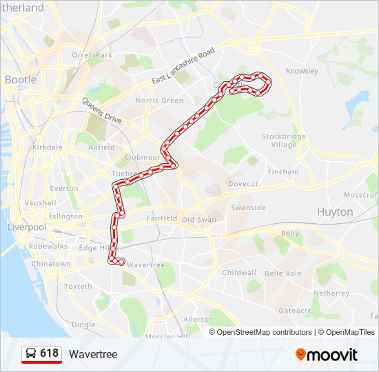 618 Route: Schedules, Stops & Maps - Wavertree (Updated)